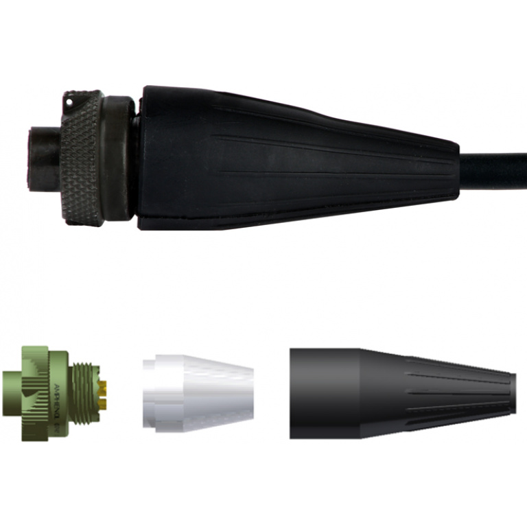 CF-D2C - 2 socket MIL connector kit, w/rubber bending strain relief ...